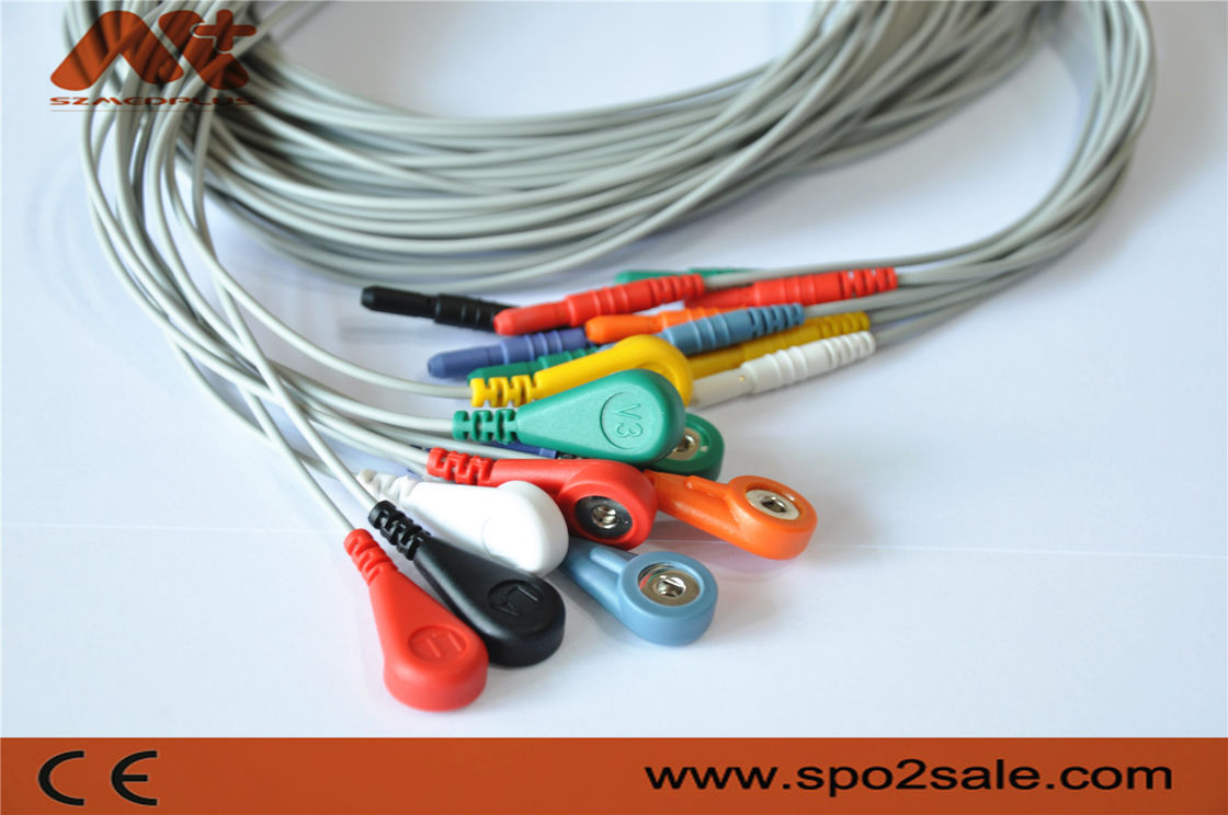 Medical 10 Lead Ecg Cable Din 1.5 Holter ECG Leadwire For Holer Recorder