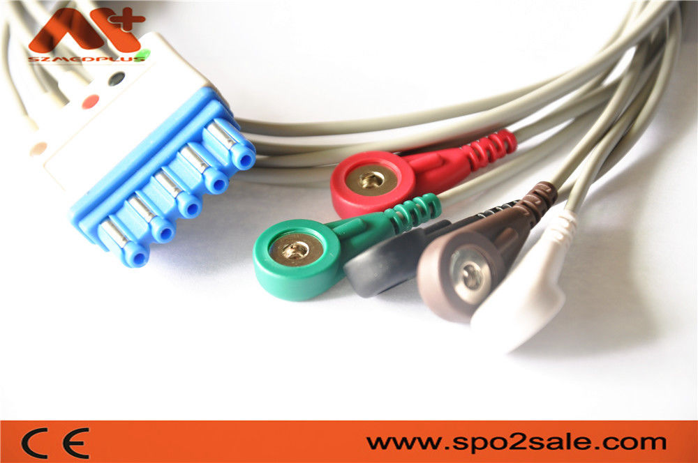 5 Lead AHA Snap ECG Patient Cable M1644A Philips Compatible